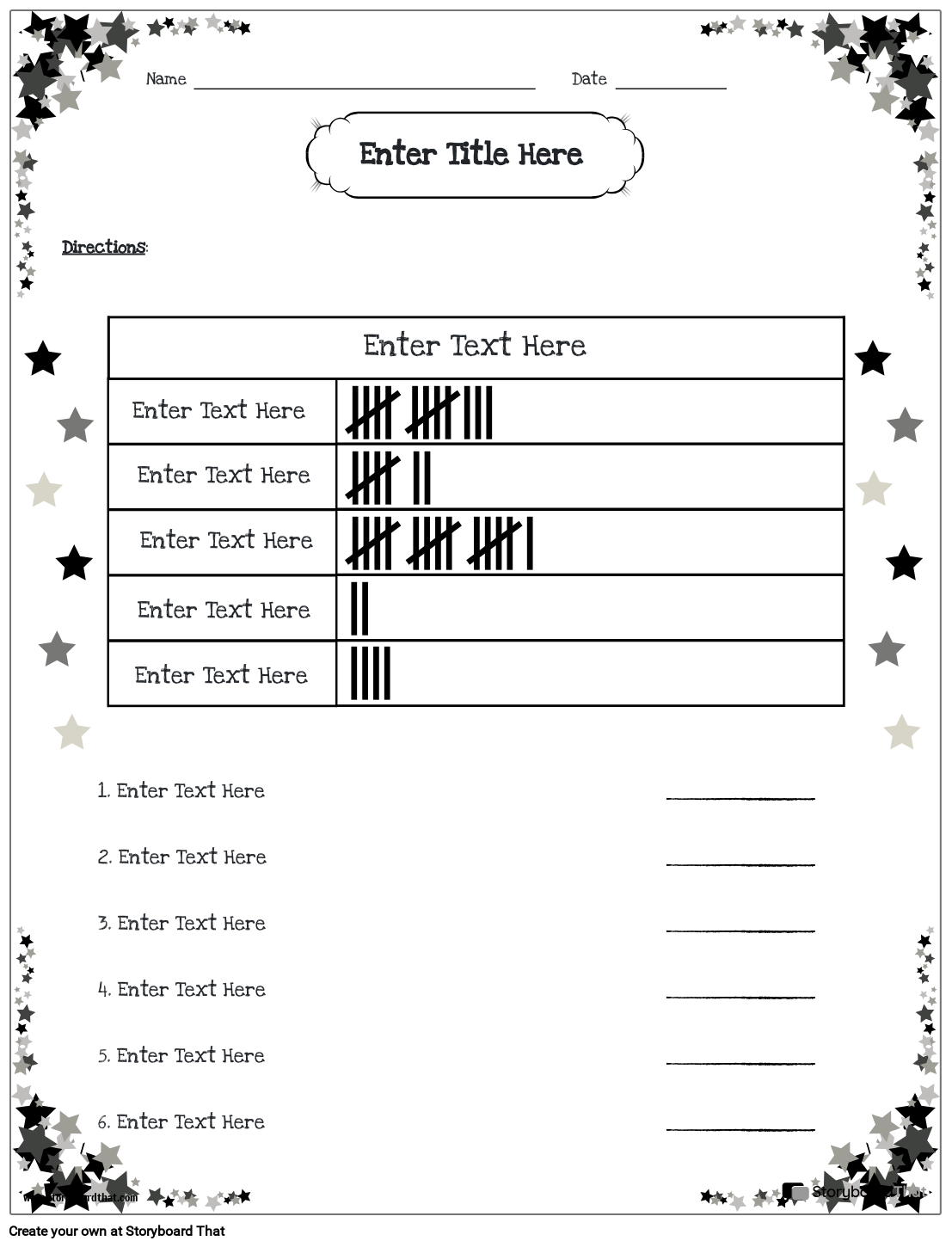Tally Chart Portrait BW 1 Storyboard par da-examples