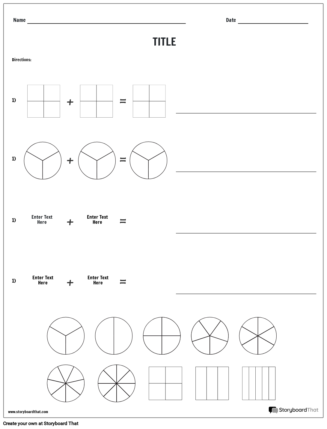 Tilføjelse af Brøker Skabelon Storyboard af da-examples Tilføjelse af Brøker Skabelon Storyboard af da-examples