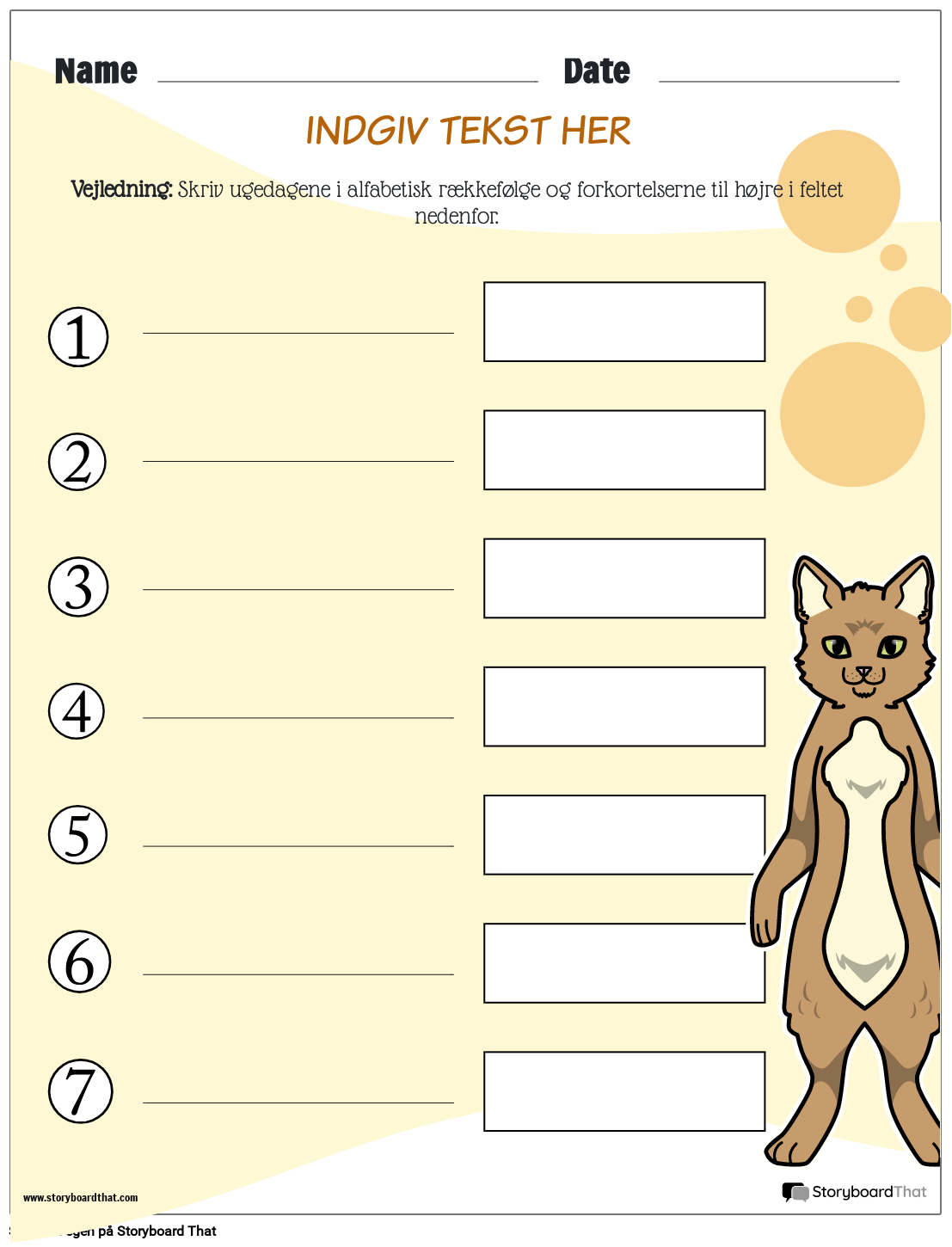 Ugedage Alfabetiske Forkortelser Storyboard par da-examples