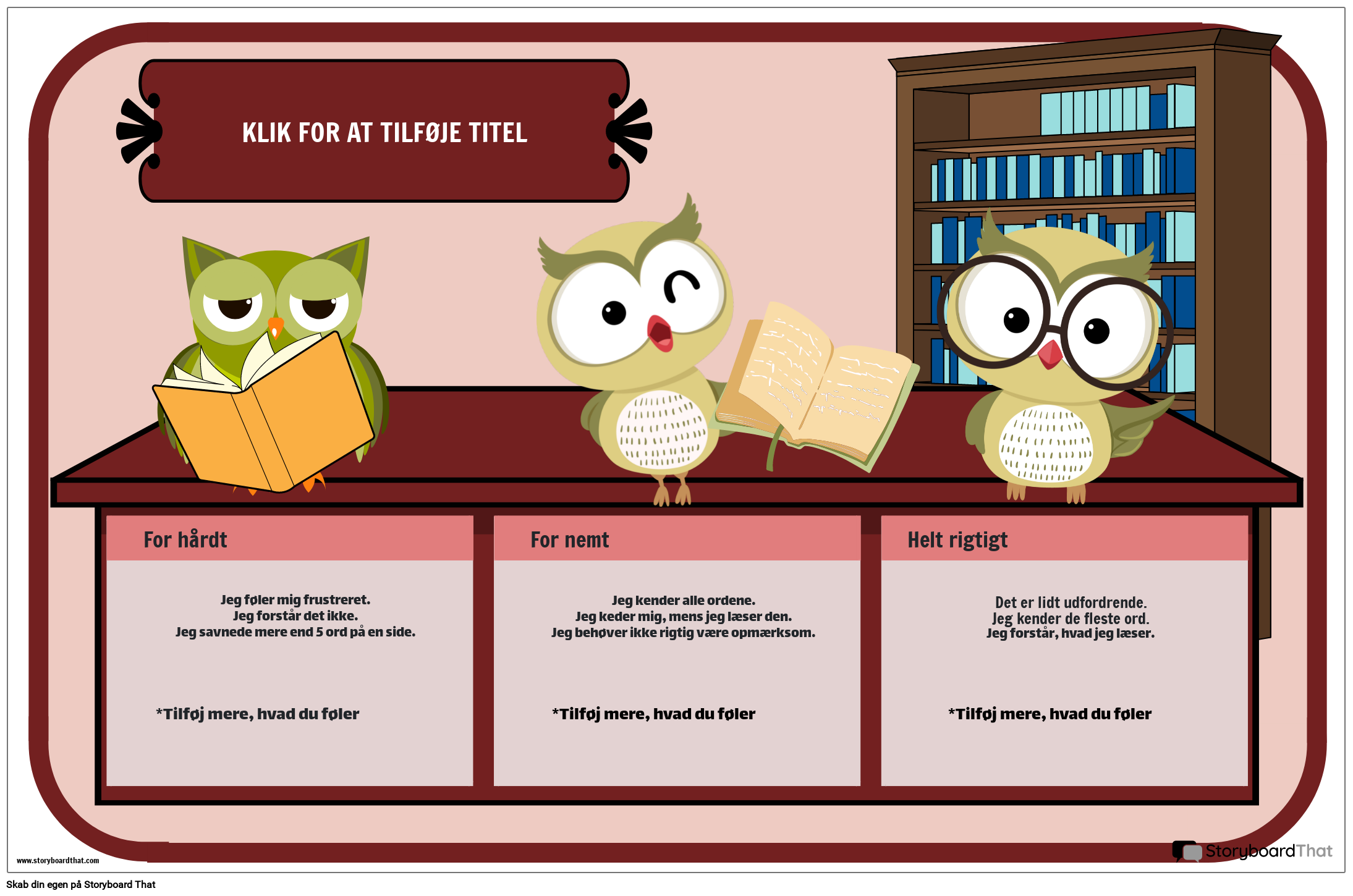 Ugle-tema Just Right Bogplakat Storyboard by da-examples