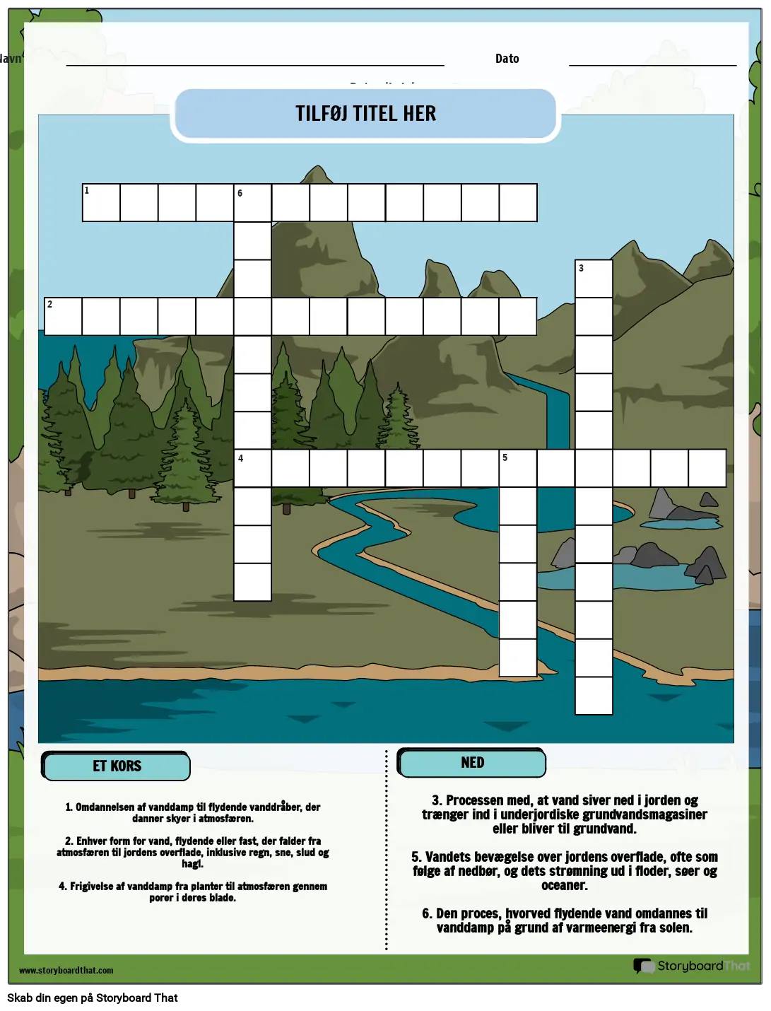 Vandkredsløb Krydsord Storyboard af da-examples