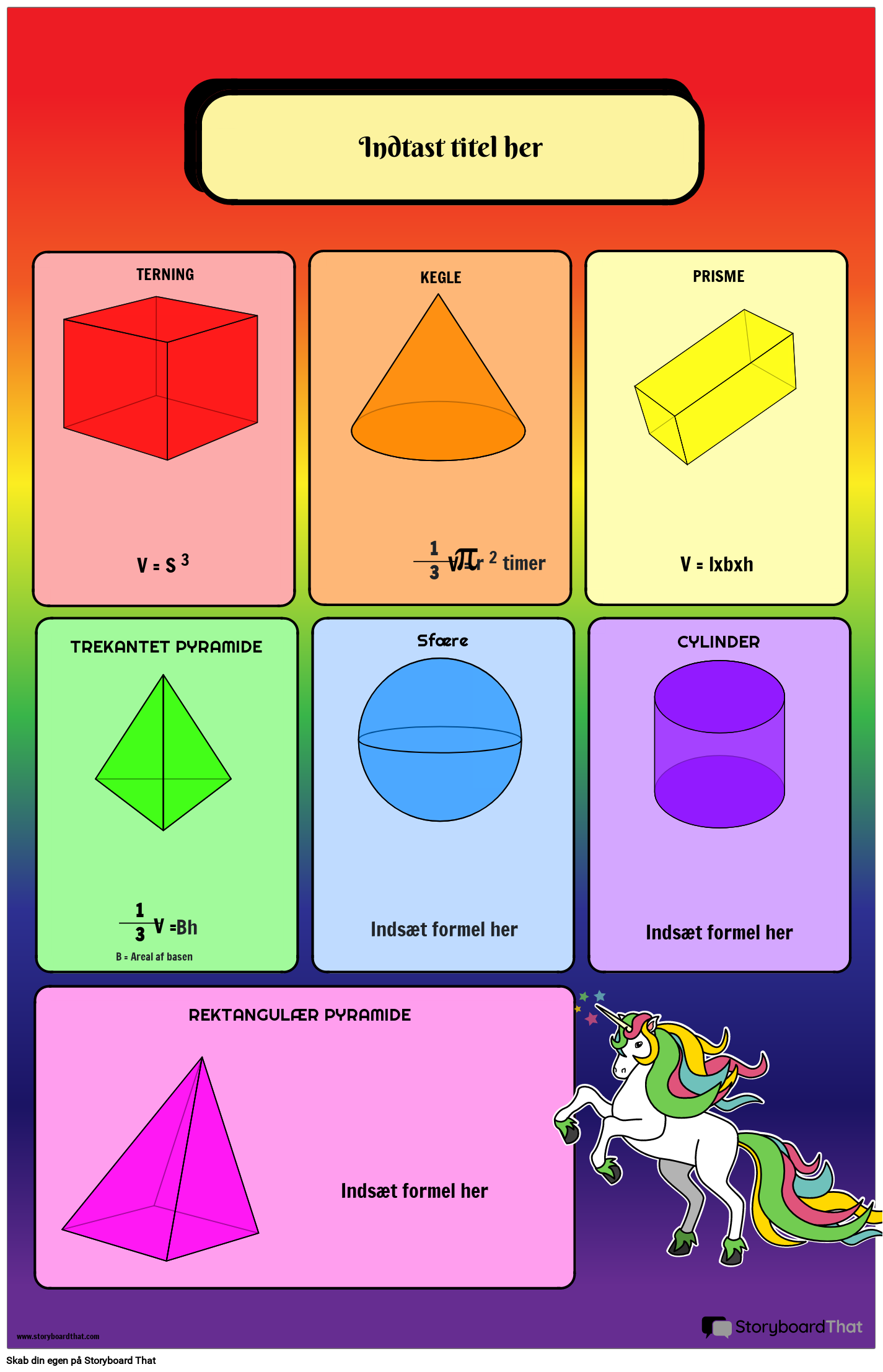 Volume Formula-plakat med Regnbuetema Storyboard Volume Formula-plakat med Regnbuetema Storyboard