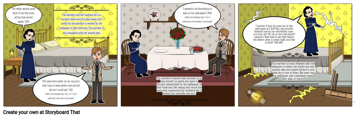 ELA Storyboard: "The Yellow Wallpaper" By: Charlotte Perkins Gilman ...