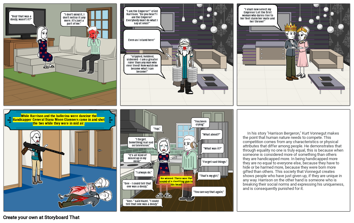 Harrison Bergeron and Satire Project Storyboard