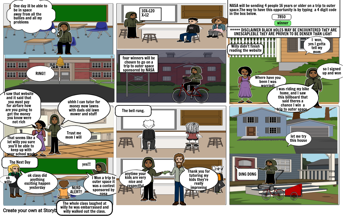 WILLY AND THE BLACK HOLES Storyboard by daddythegoat_777