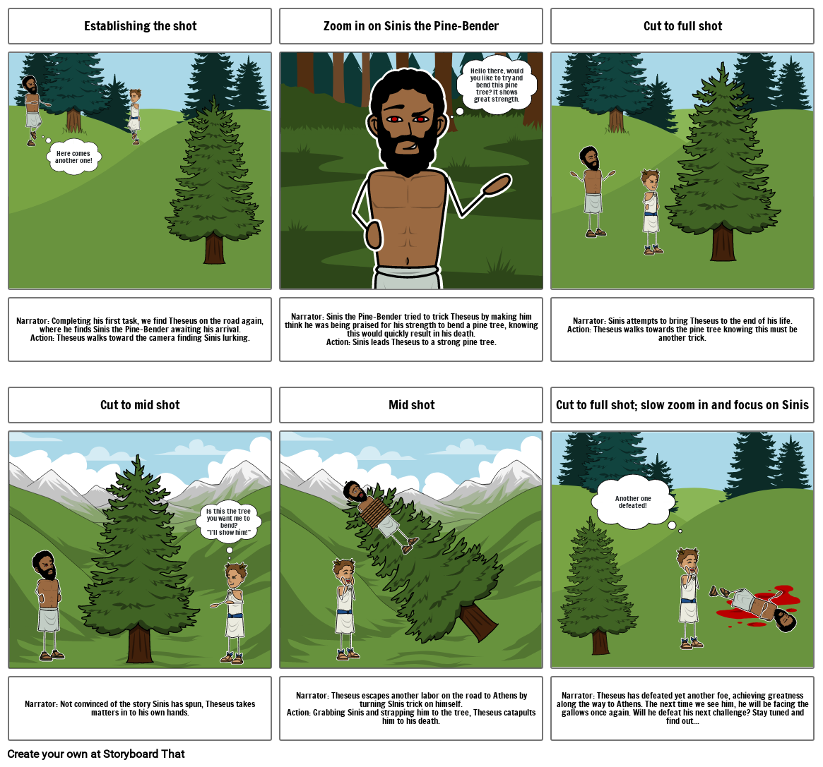 Theseus Defeats Sinis the Pine-Bender Storyboard