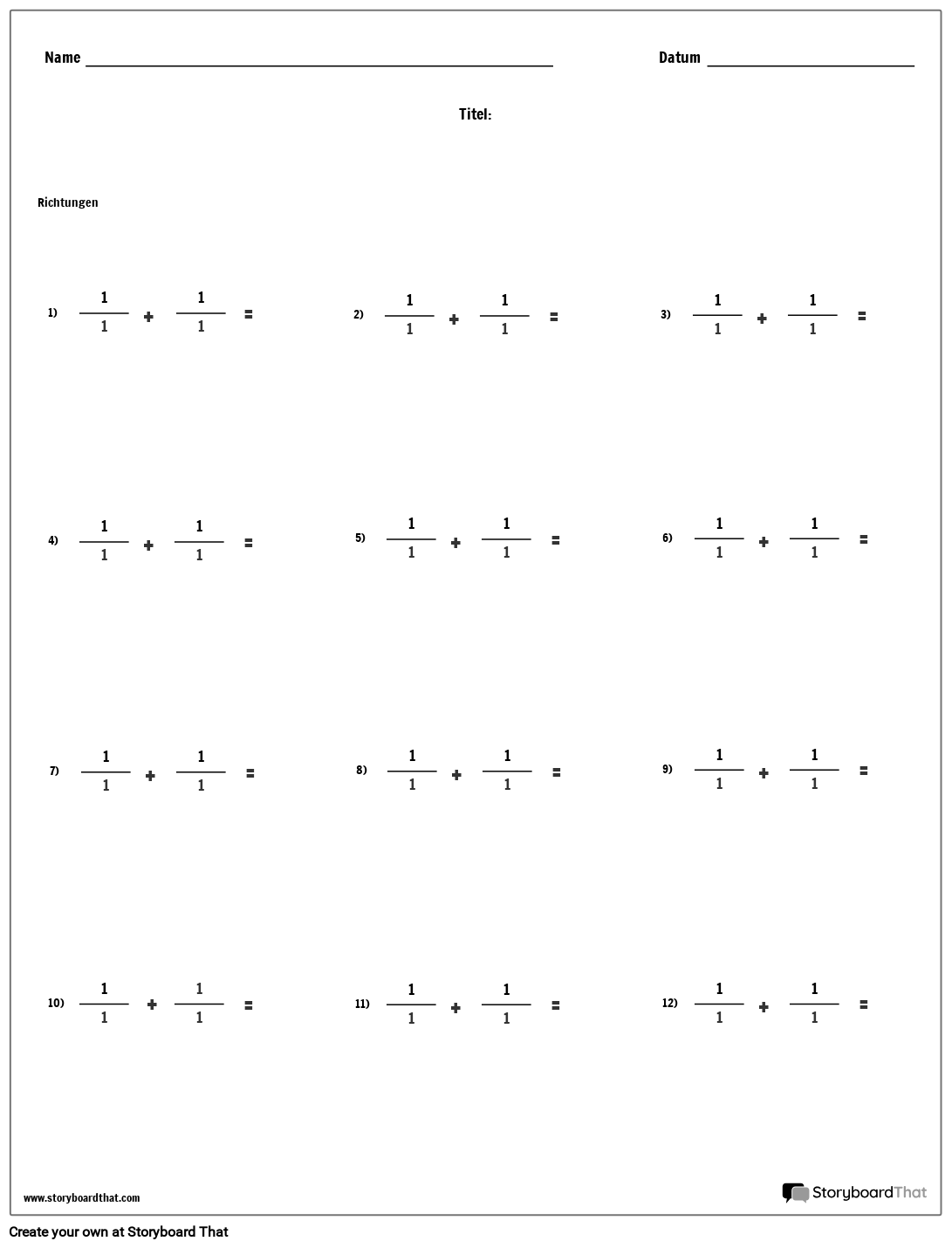 Addition - Fraktionen Storyboard by de-examples