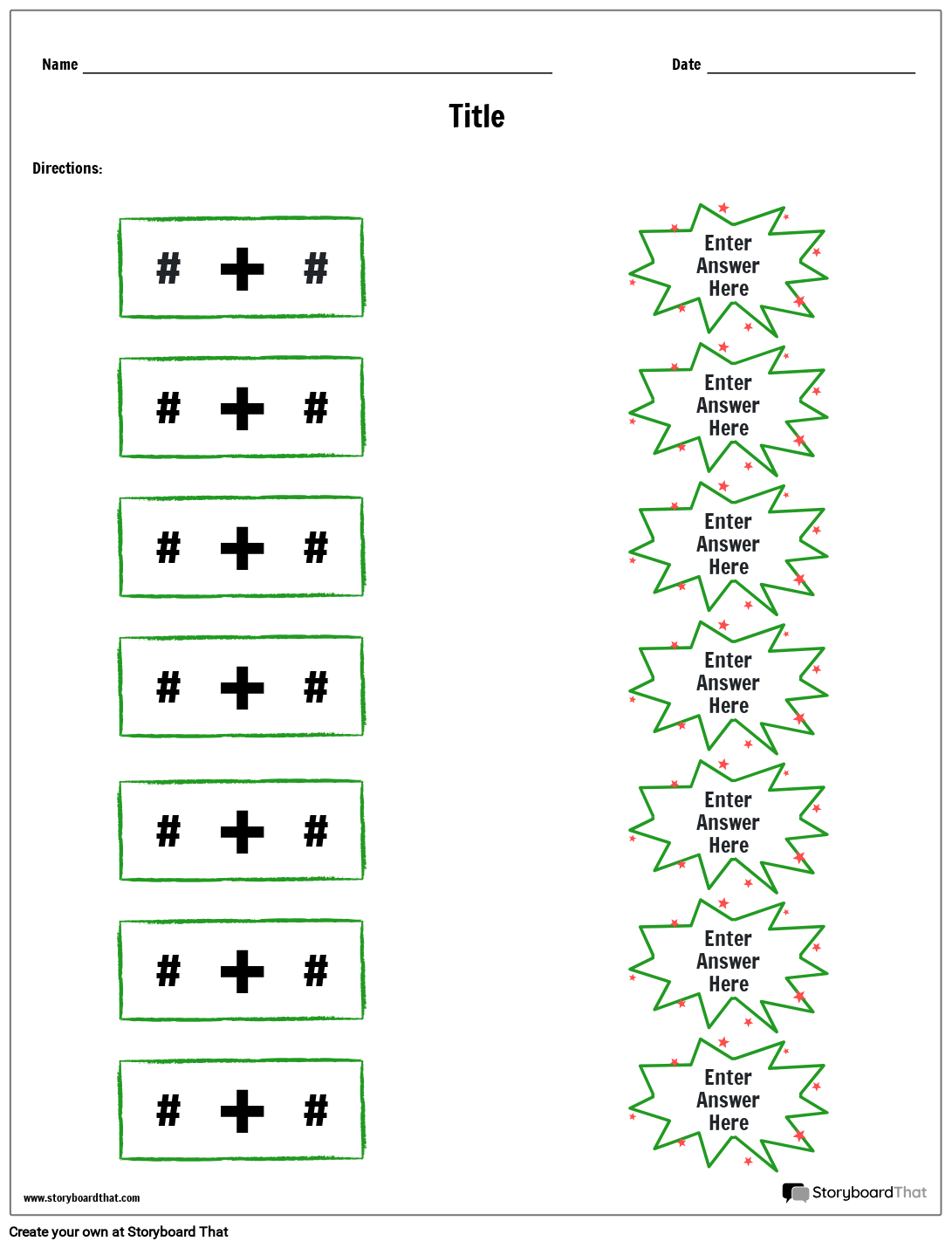 Addition Matching Storyboard af de-examples