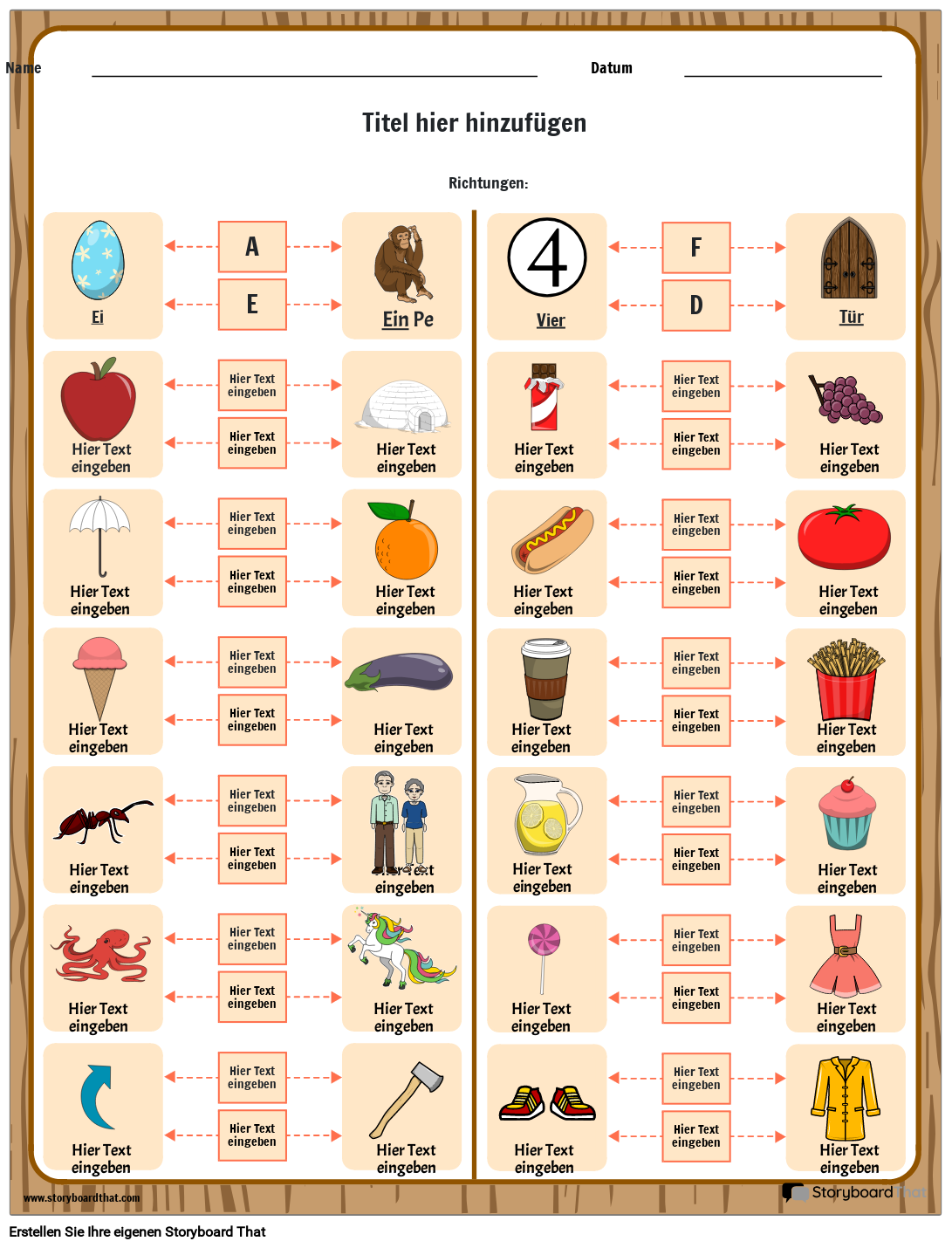 Arbeitsblatt für Passende Vokale und Konsonanten