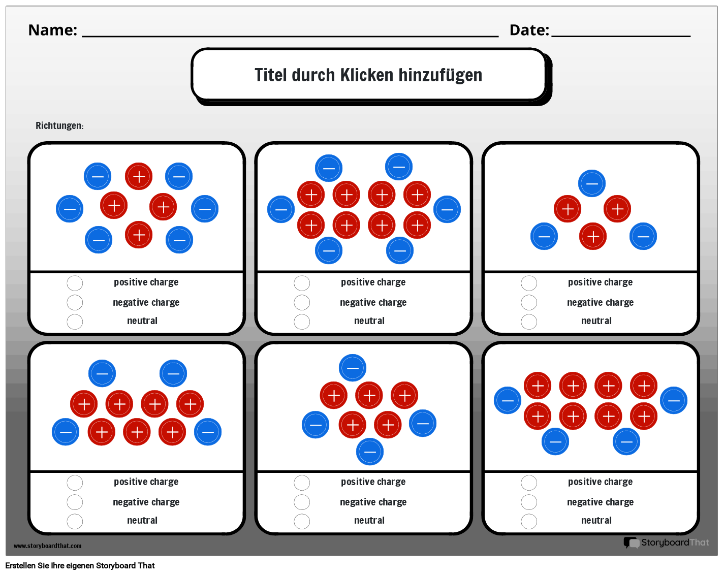 Arbeitsblatt zu Elektrischen Ladungen Storyboard