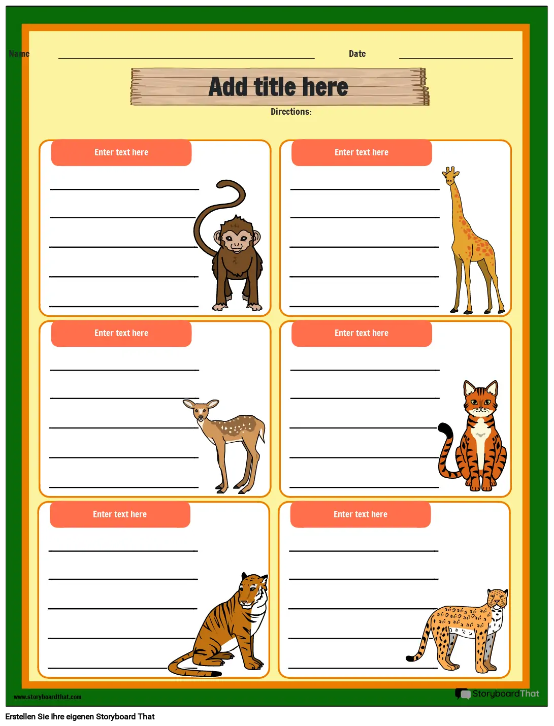 Arbeitsblatt zur Anpassung im Safari-Stil Storyboard