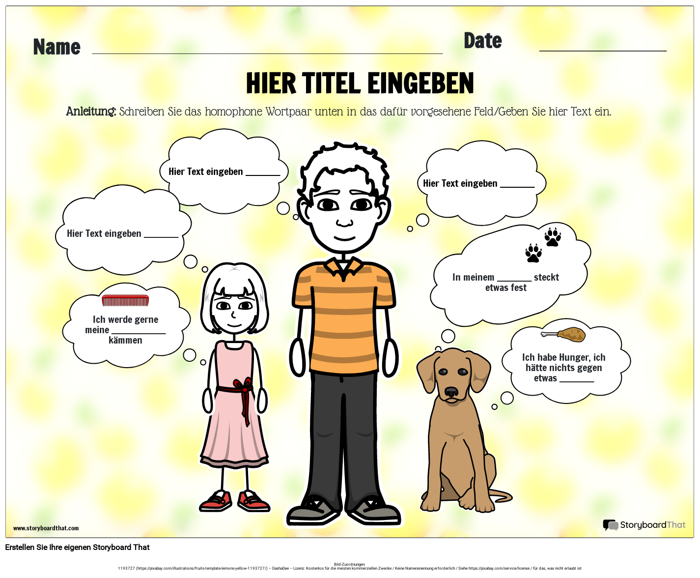Arbeitsblatt Zur Homophonen Rechtschreibung Storyboard