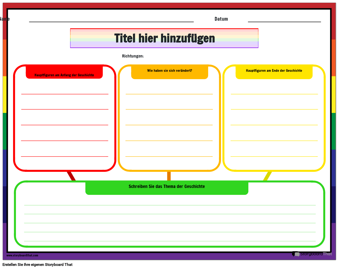 Arbeitsblatt zur Themenorganisation Storyboard