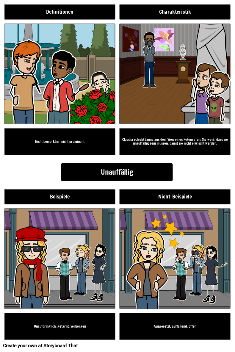 Aus dem Mixed-Up Files Vocabulary Storyboard par de-examples