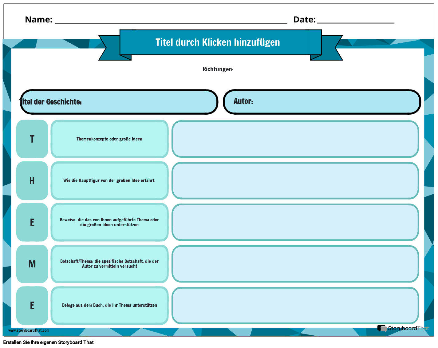 Bestimmen des THEMA der Geschichte – Arbeitsblatt