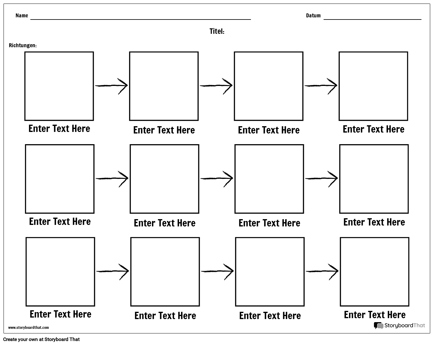 Einfacher Ablaufplan - 3 Reihen Storyboard von de-examples