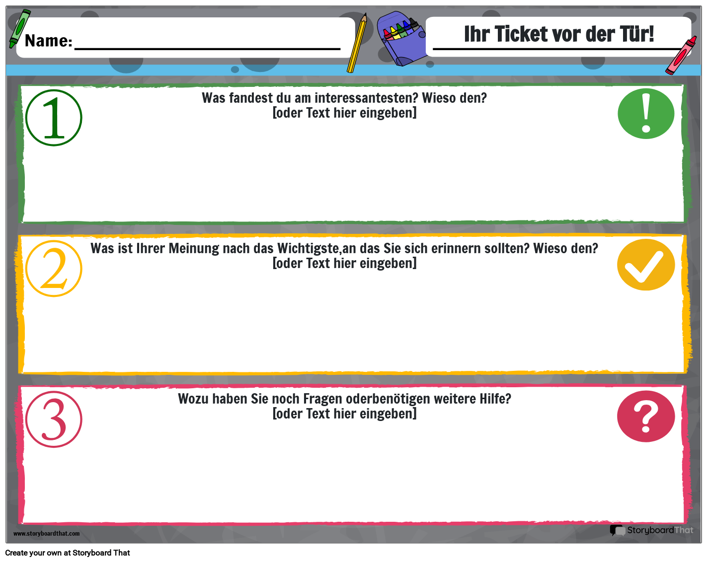 Exit Ticket 10, ganzseitig Storyboard par de-examples