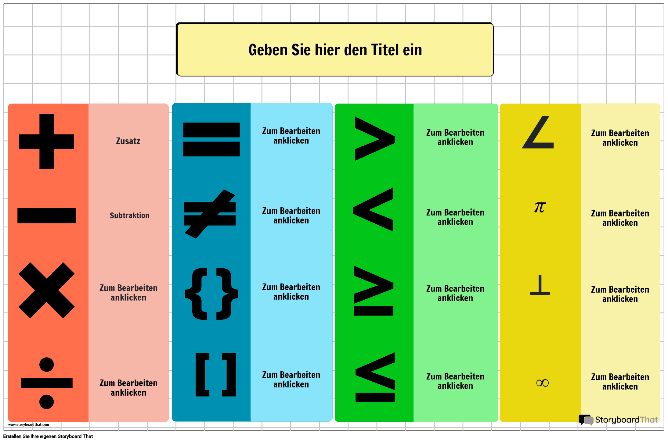 Grundlegende Mathematische Symbole Storyboard por de-examples