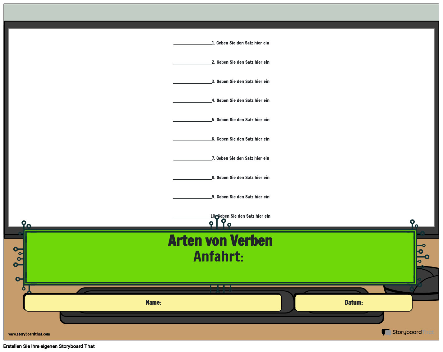 Identifizieren Sie die Art der Verbaktivität Storyboard Identifizieren Sie die Art der Verbaktivität Storyboard