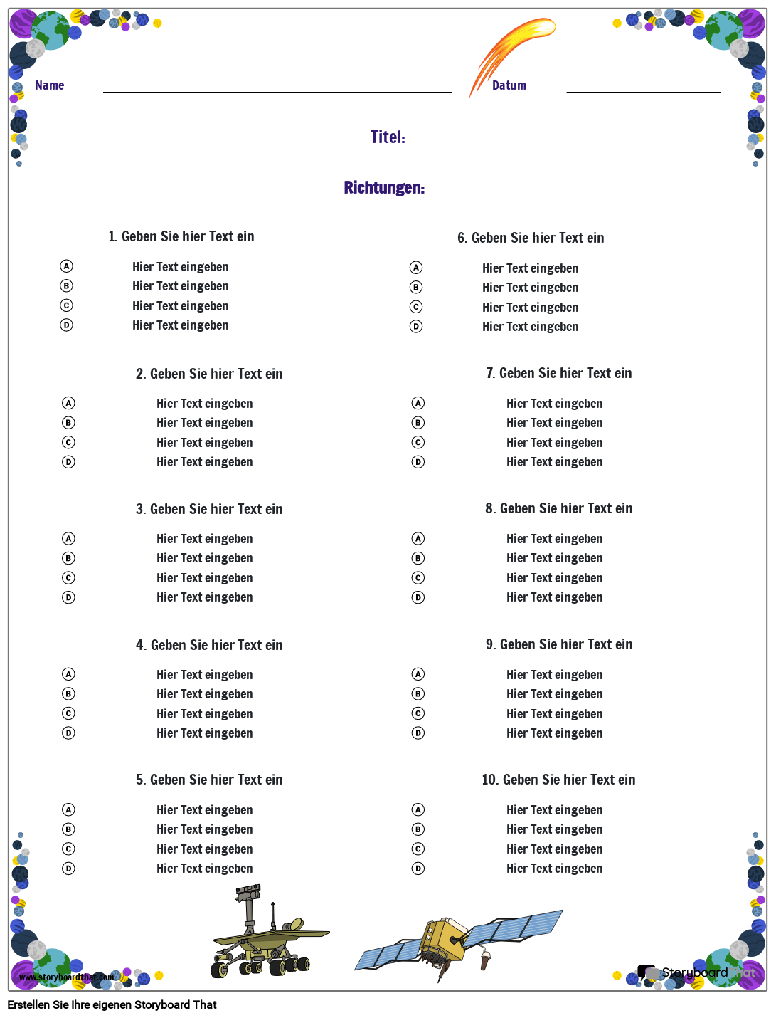 Multiple Choice Vorlage Mit Planeten Storyboard multiple-choice-vorlage-mit-planeten-storyboard