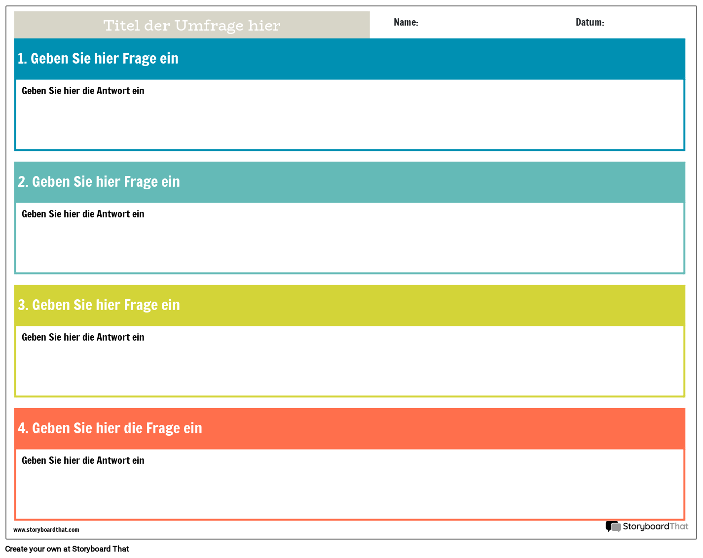 Umfragevorlagen — Survey Maker — Questionnaire Creator | StoryboardThat