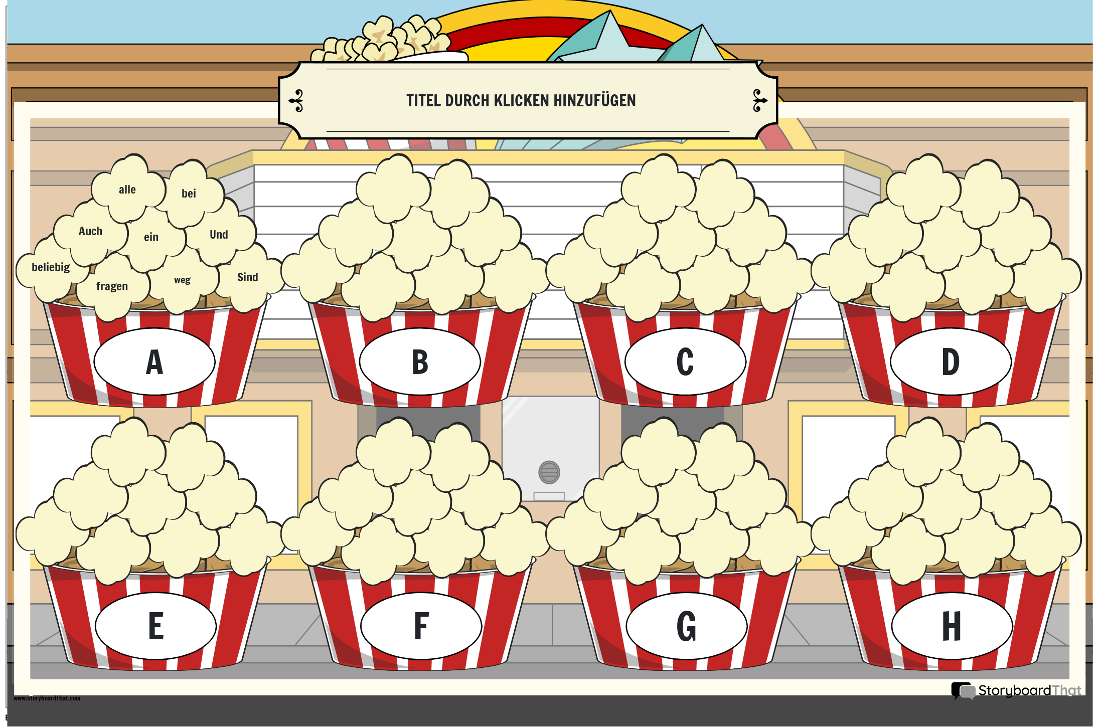 POPCORN-THEMA „AH SIGHT WORDS“-POSTER Storyboard
