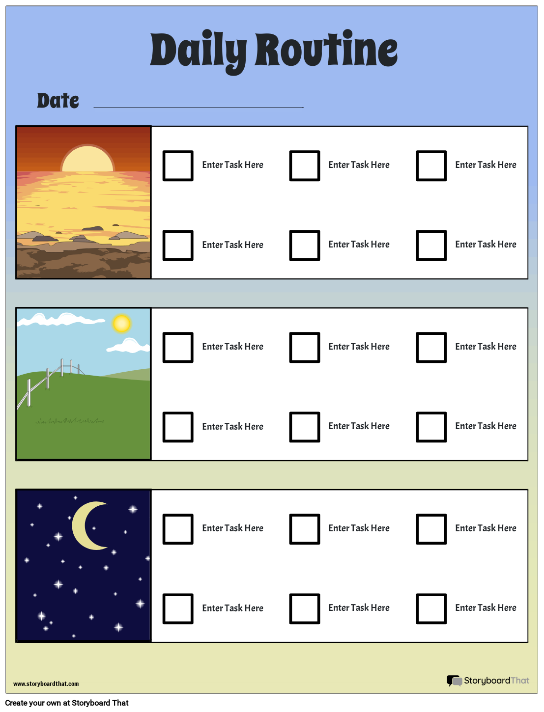 Routine Poster Porträtfarbe 1 Storyboard por de-examples