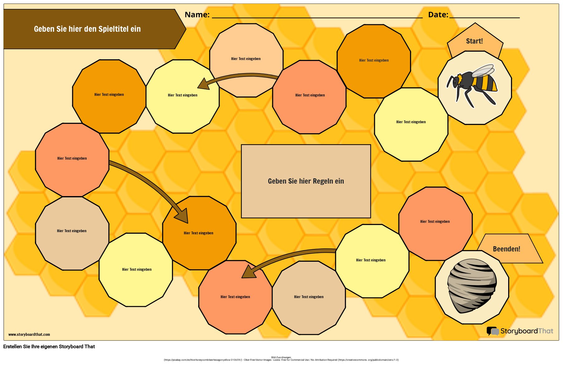 Spannendes Bienen-Brettspiel Storyboard por de-examples