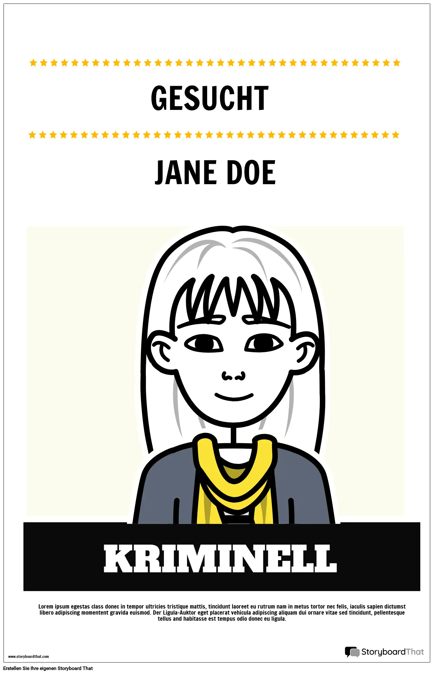 Steckbrief-Vorlage Storyboard von de-examples