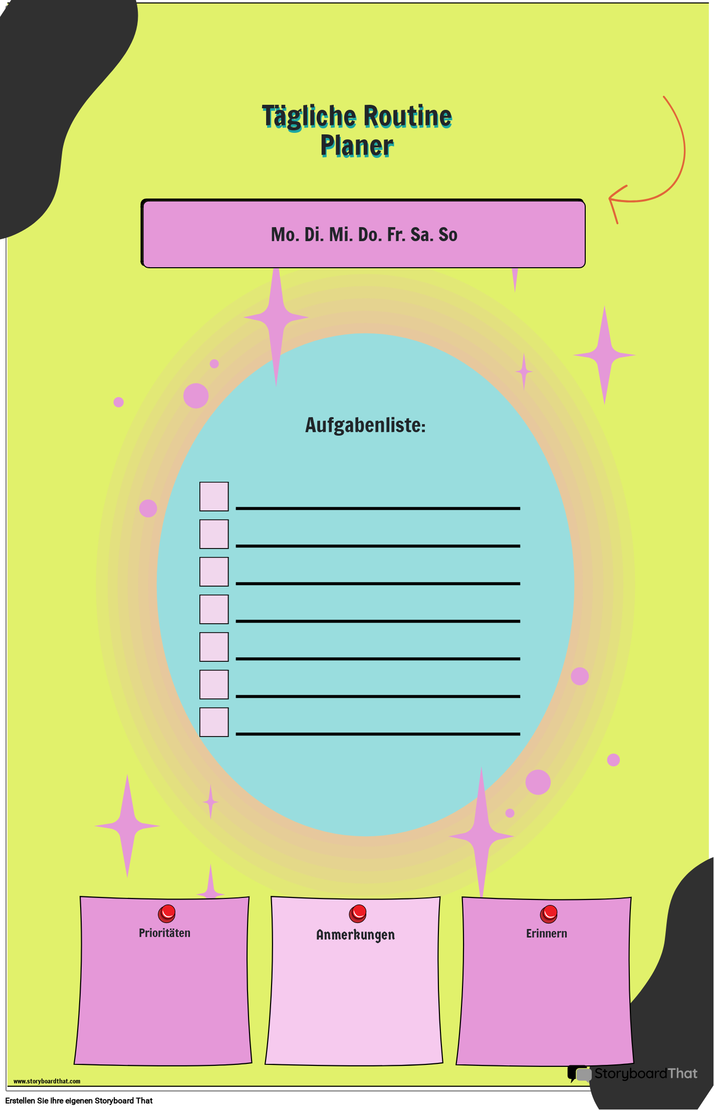 Täglicher Routineplaner Storyboard by de-examples