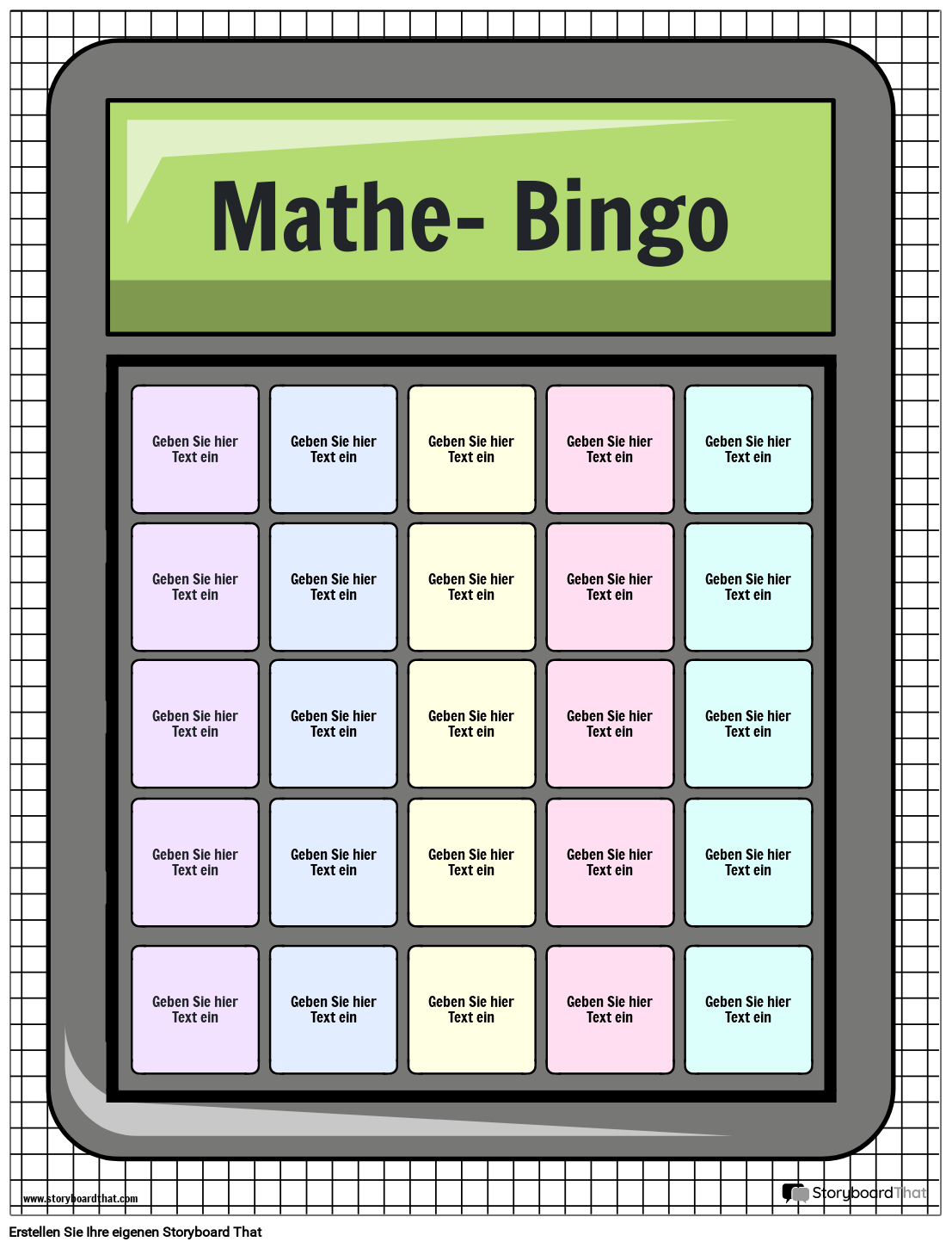 Unterhaltsame Mathe-Bingo-Aktivität Storyboard