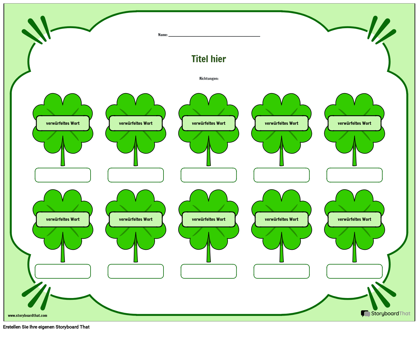 Word-Scramble-Vorlage zum St. Patrick's Day Storyboard Word-Scramble-Vorlage zum St. Patrick's Day Storyboard