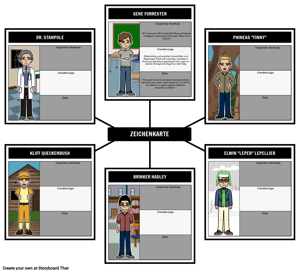 Zeichentabelle für A Separate Peace Storyboard