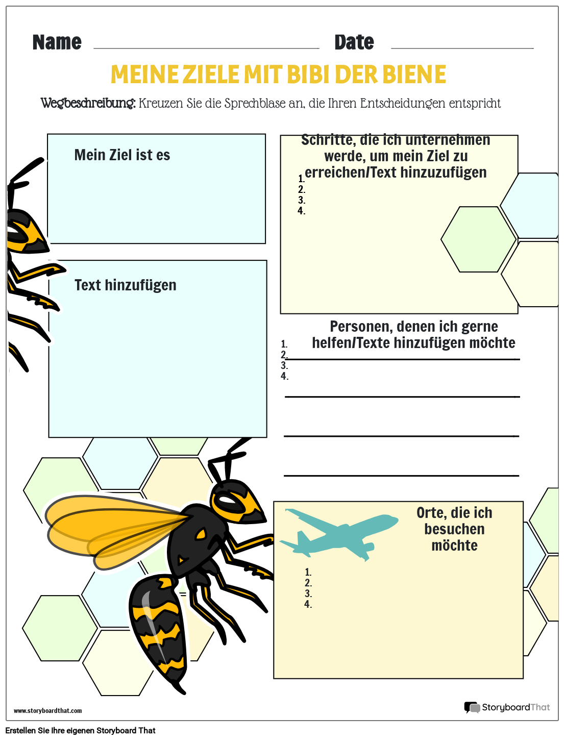 Zielsetzung mit BiBi, der Biene Storyboard por de-examples
