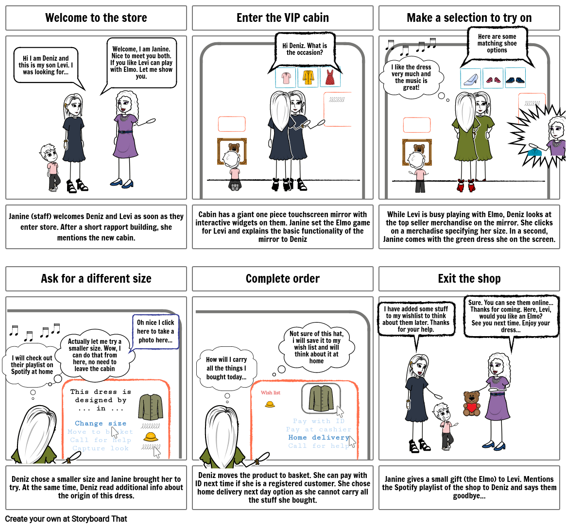 Shopping experience Storyboard by deniz33566