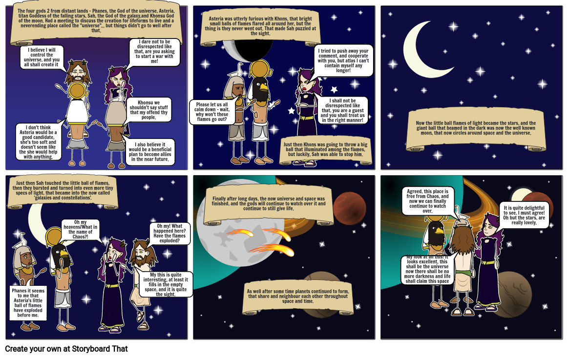 Creation of The Universe and Space Storyboard por e0ef81b4