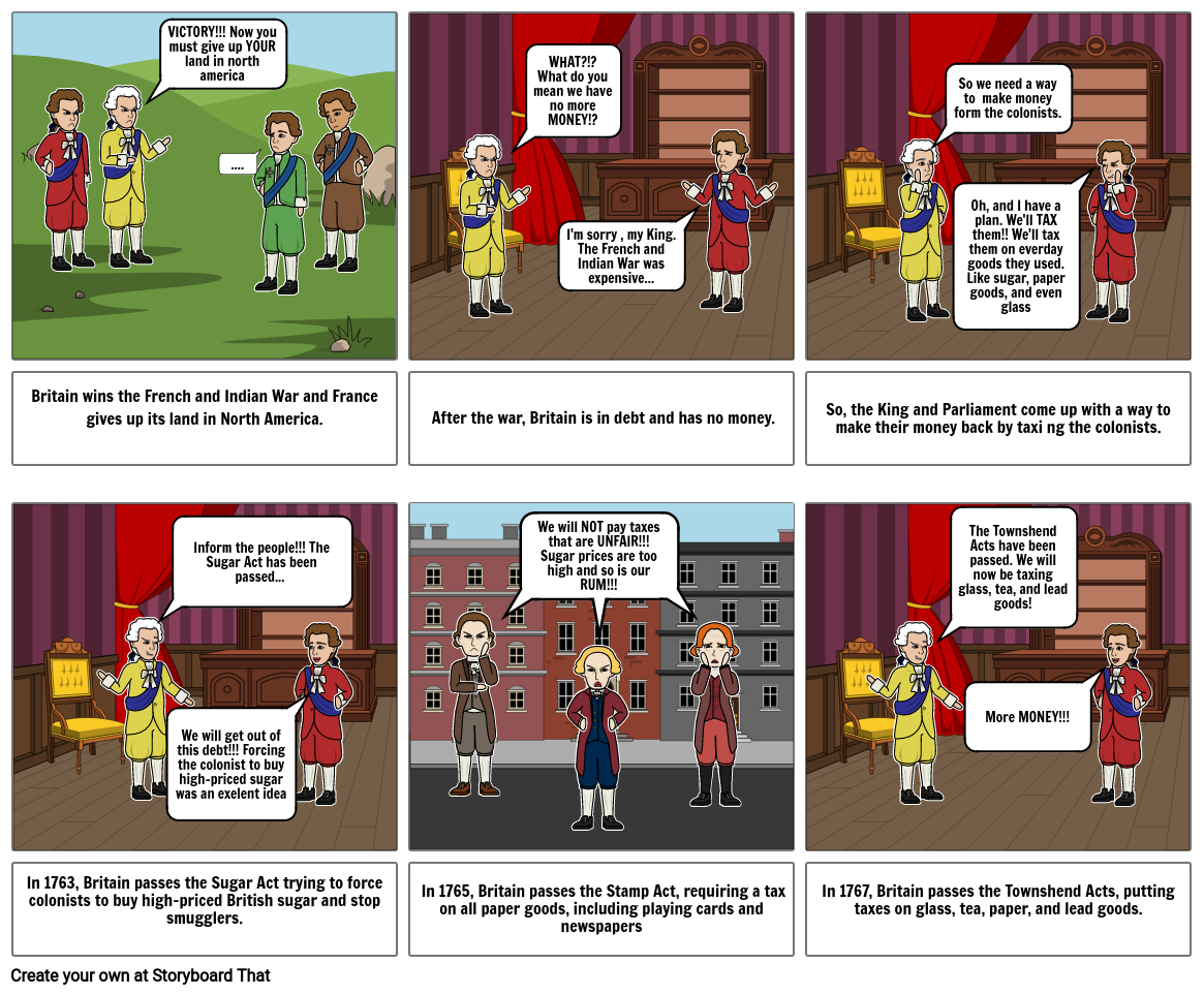 American Revolution Comic Strip Storyboard by e491d49b