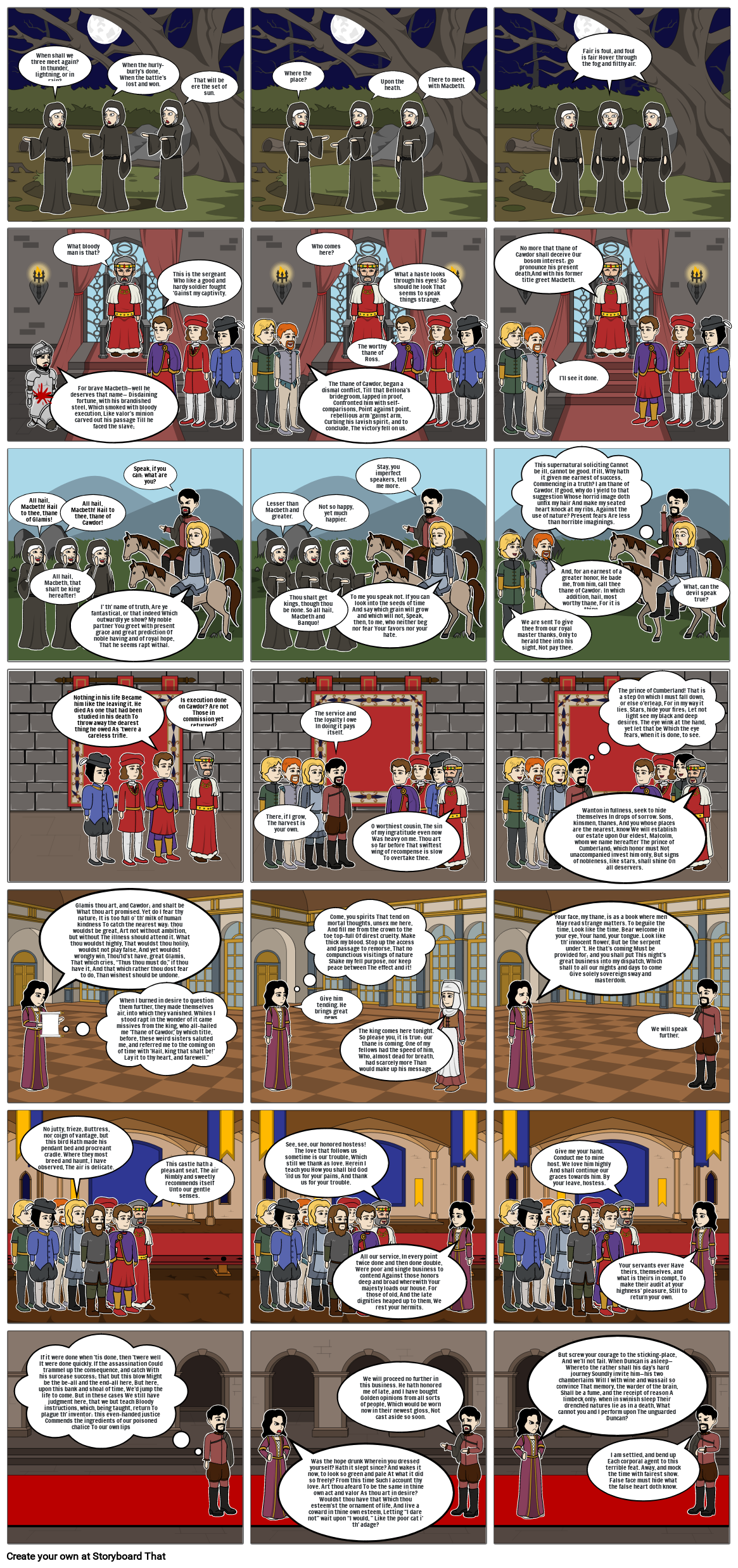 Macbeth Act 1 Storyboard By E4df2057 Macbeth Act 1 Storyboard By E4df2057