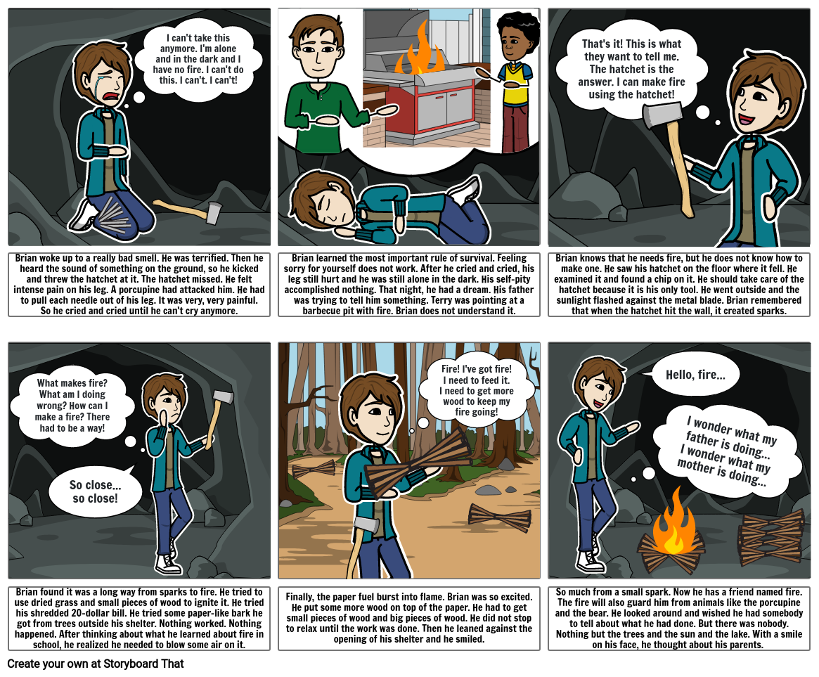 Hatchet Ch 8-9 Storyboard by e6dfc3c5