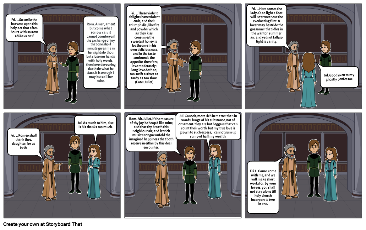 Romeo and Juliet comic strip Storyboard por e74541c5