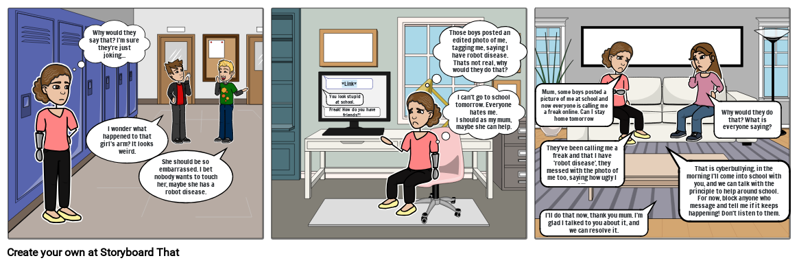 Cyberbully awareness Storyboard by e7b75d4a