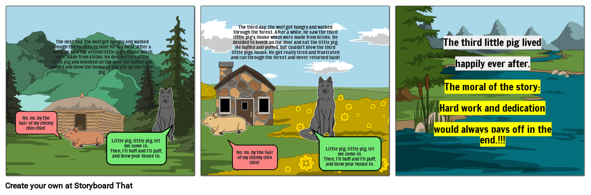 Three little pigs and the big bad wolf Storyboard
