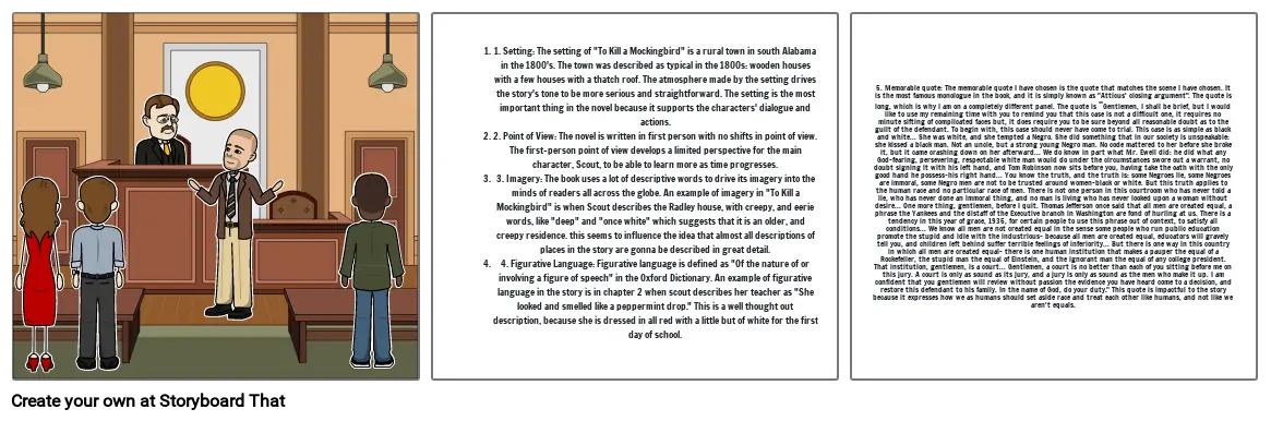 To kill a Mockingbird Passion Project Storyboard