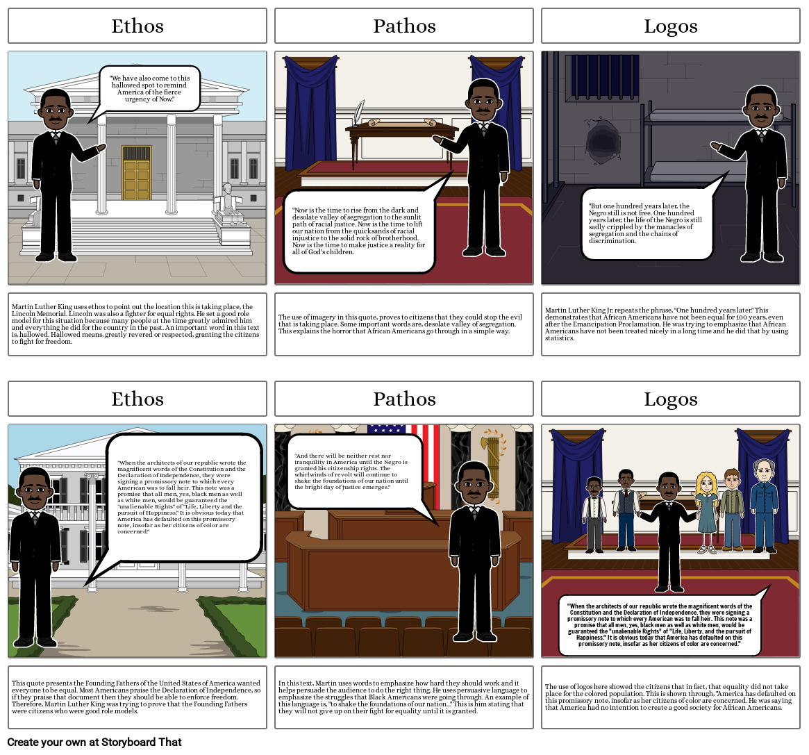 MLK Ethos Pathos and Logos Storyboard por ec5067e5