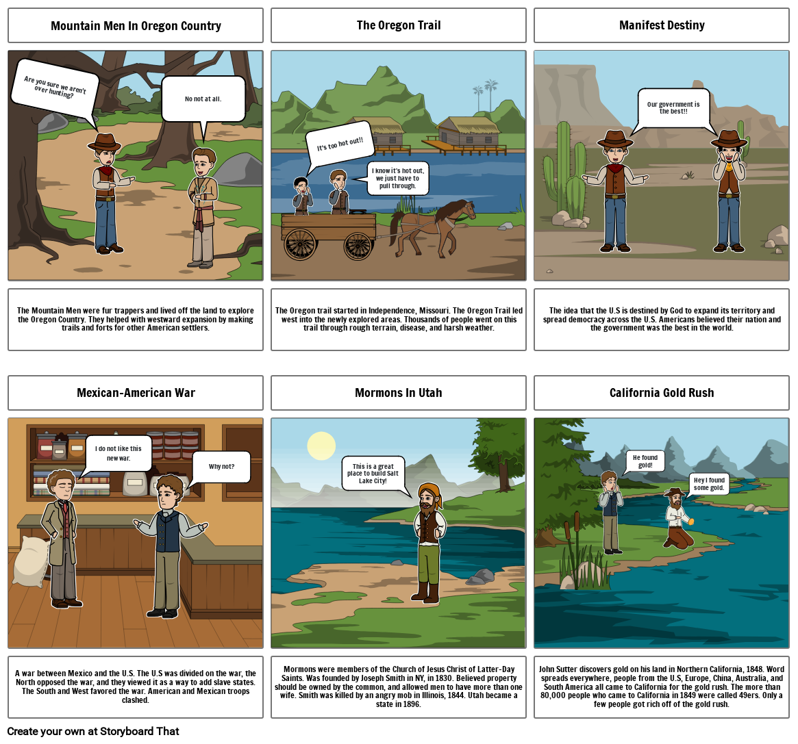 Eli's Westward Expansion Comic Storyboard by eliwh11