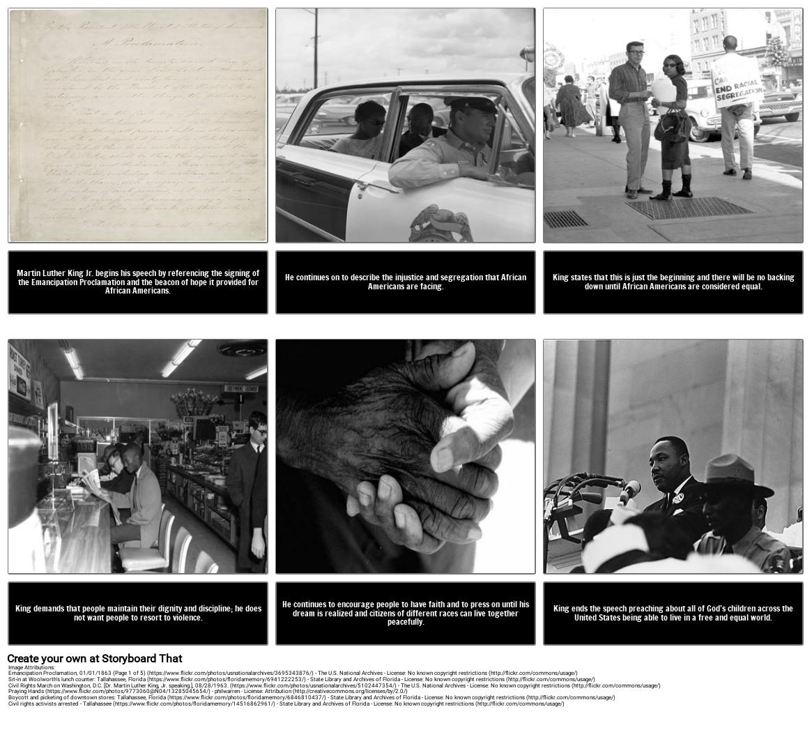 Central Idea Of I Have A Dream Speech Storyboard Central Idea Of I Have A Dream Speech Storyboard