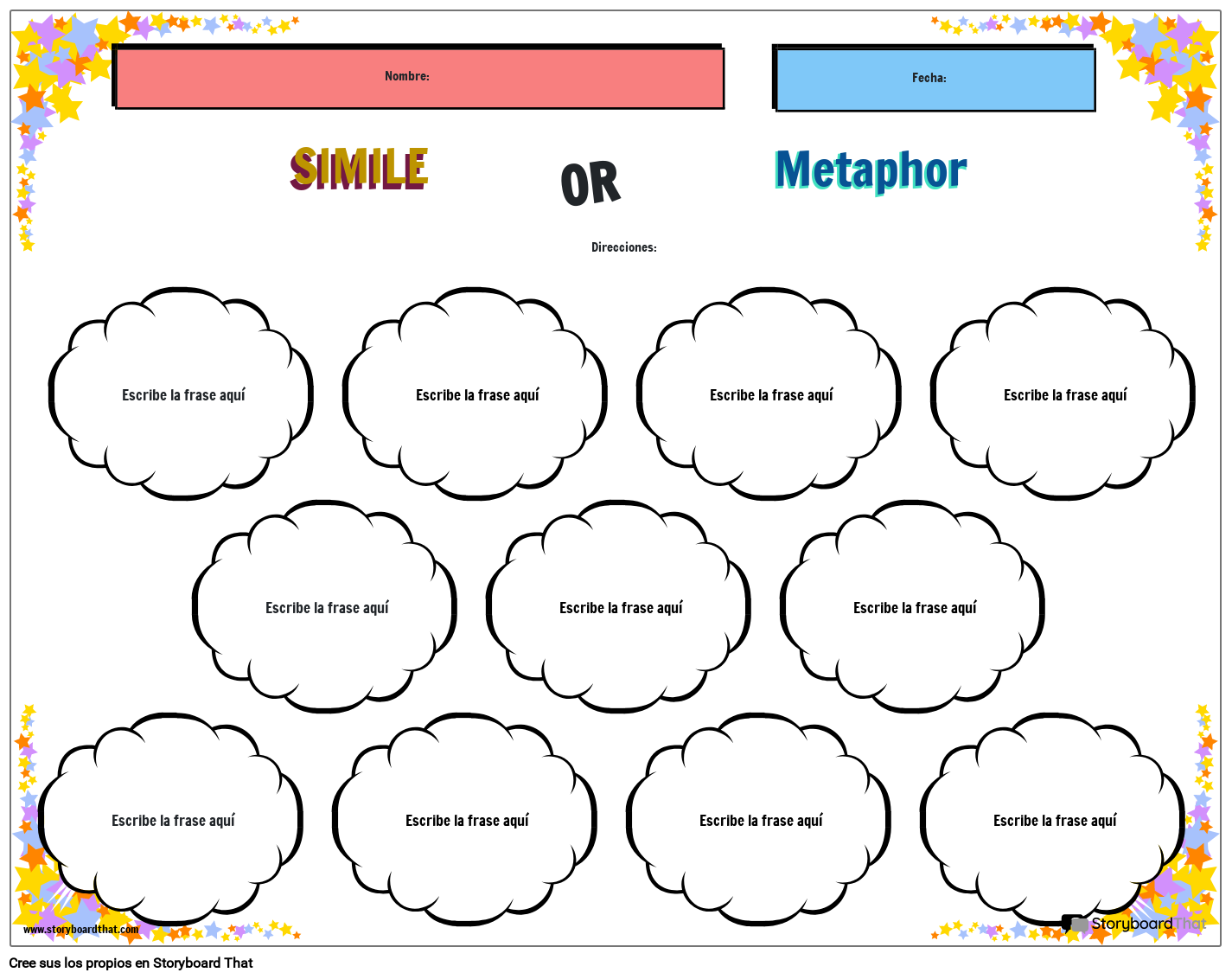 Actividad Temática de Nube de Símiles y Metáforas