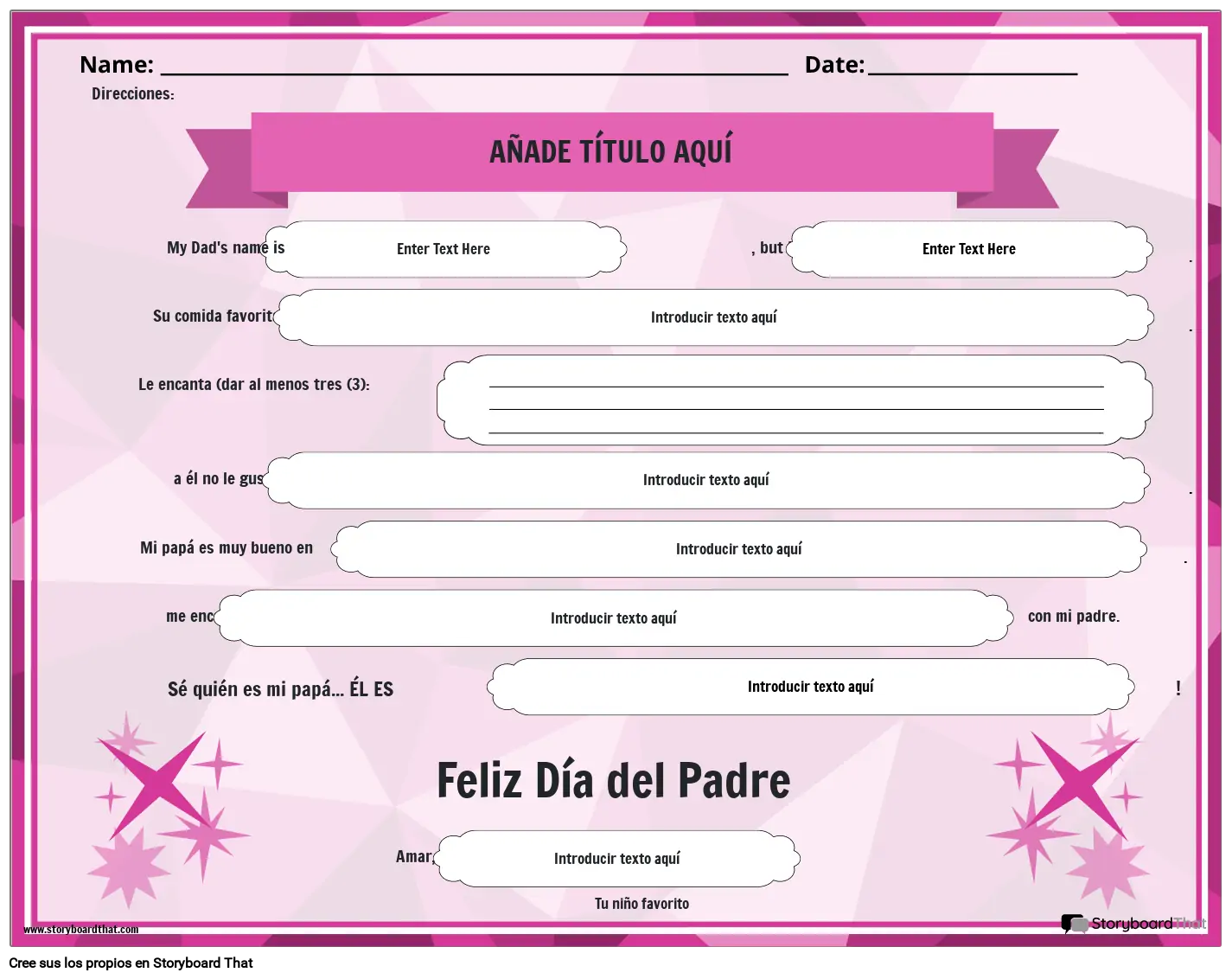 Amo a mi Papá Storyboard por es-examples