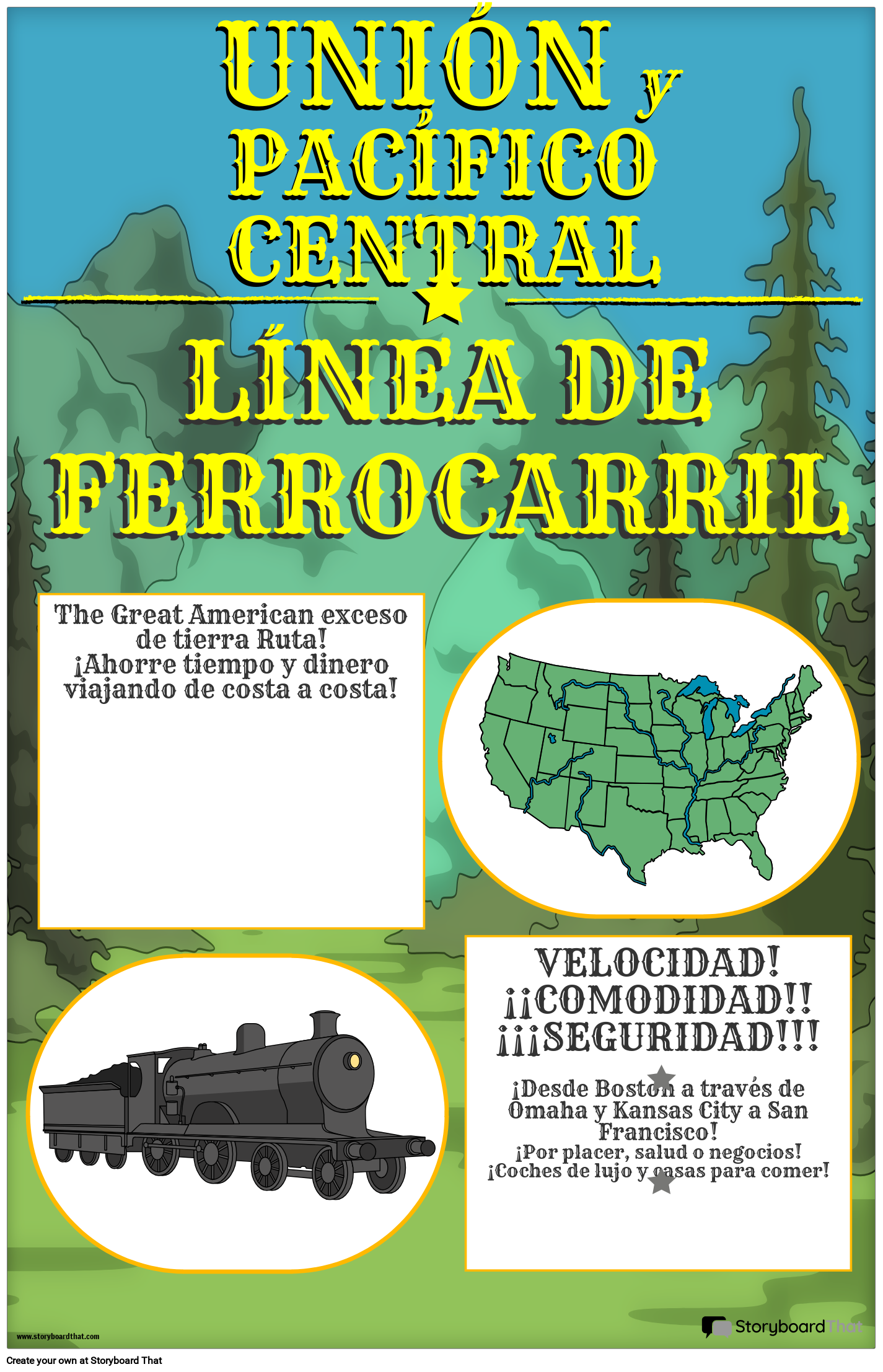 Mapa Del Ferrocarril Transcontinental Storyboard