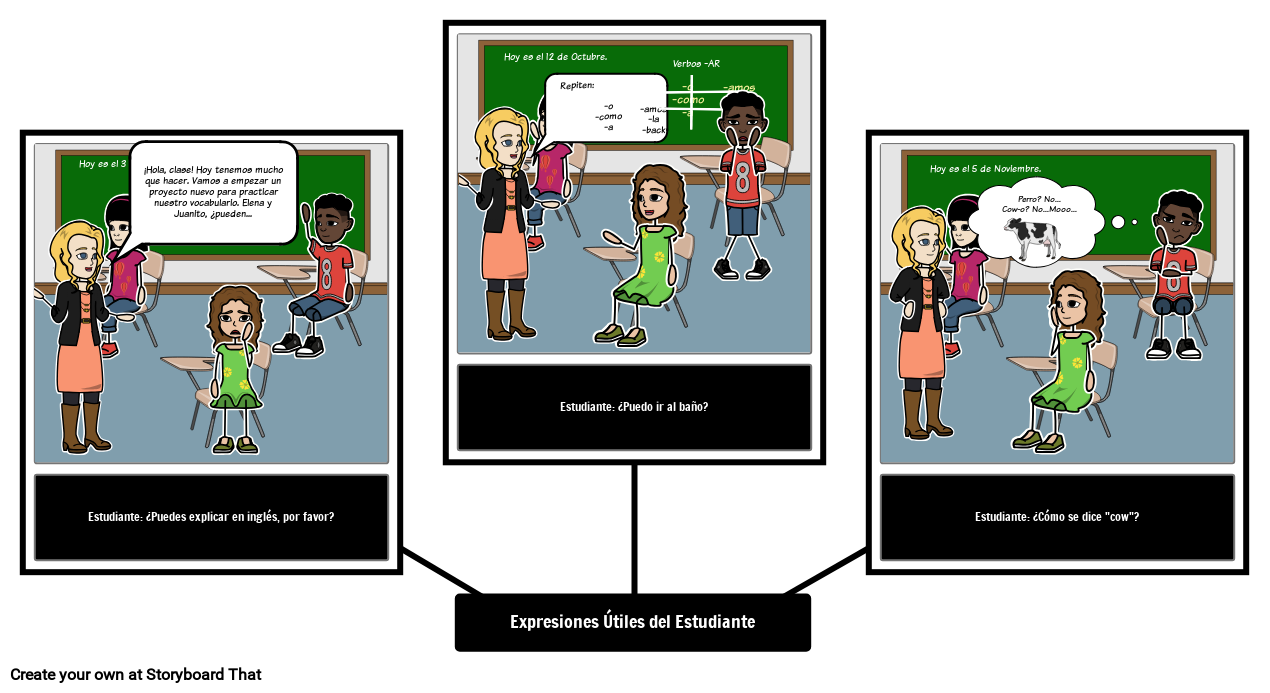 Aula: Expresiones Estudiantiles Storyboard por es-examples